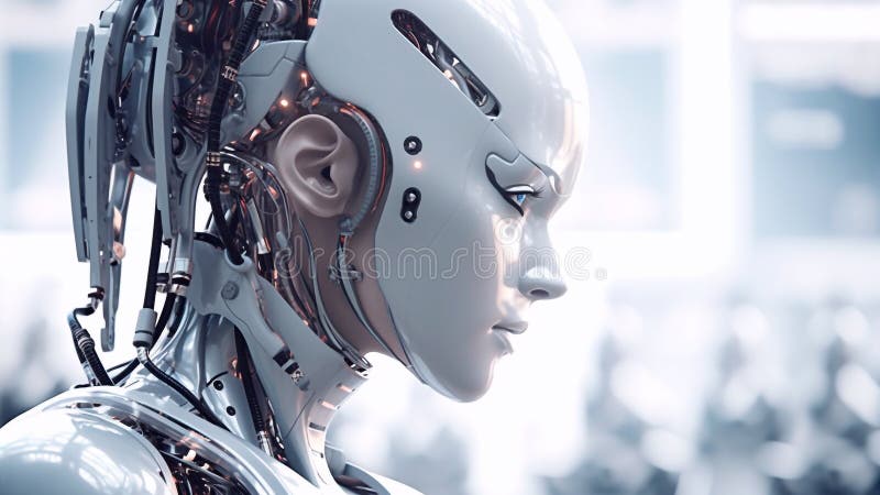 Artificial Intelligence in Humanoid Head. Robot with Digital Brain ...