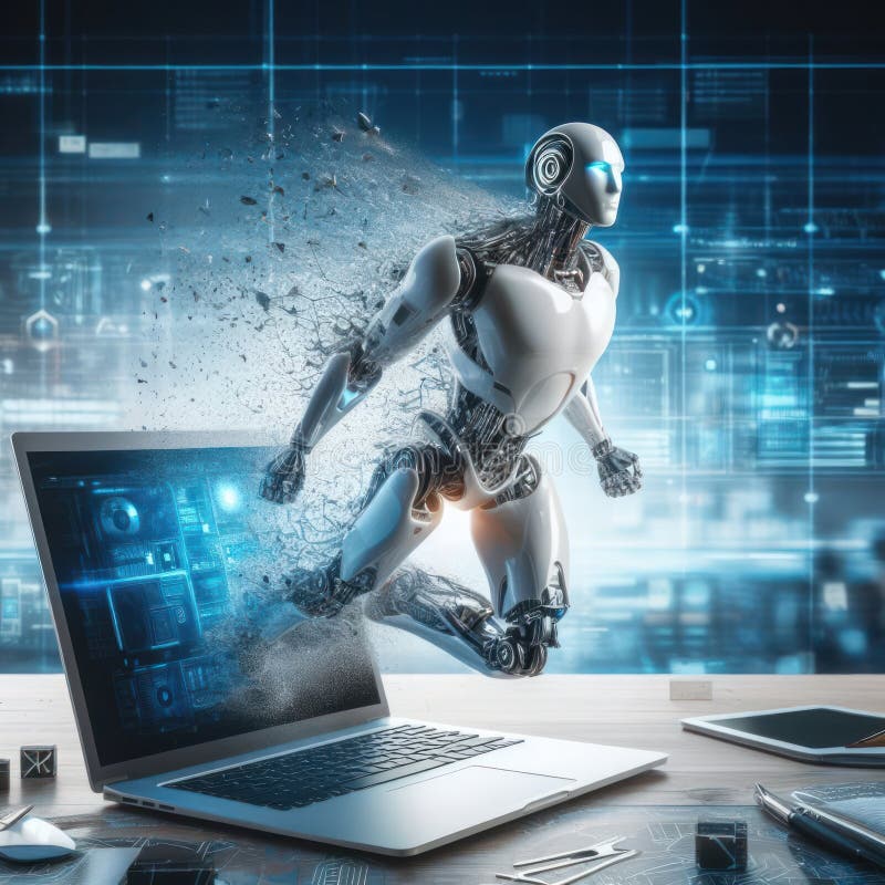 Artificial Intelligence Humanoid Robot Breaking Free Stock Photo ...
