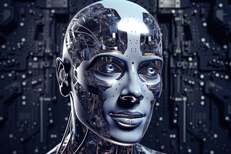 Artificial Intelligence. Humanoid Robot Stock Illustration ...