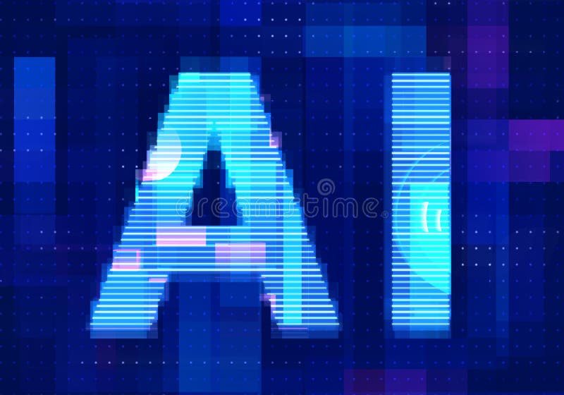 Artificial Intelligence Icon AI Technology Blue Background. Stock ...