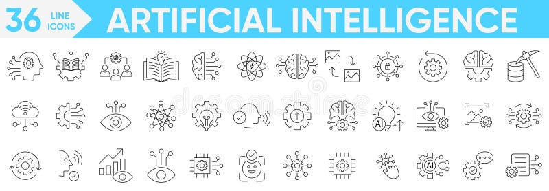 Artificial Intelligence Icon Set.data Science, Decision, Learning ...