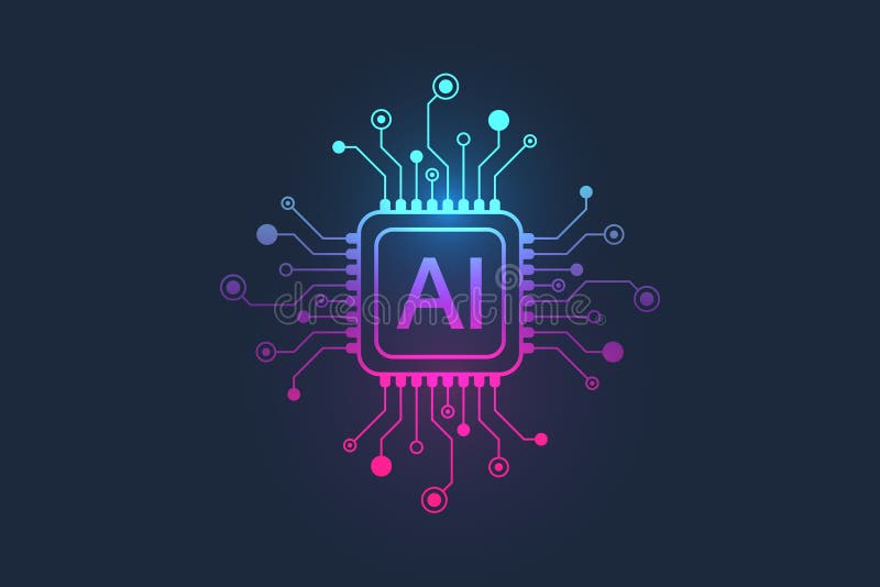 Artificial Intelligence Icon, Sign, Logo in the Circuit Line Style. AI ...