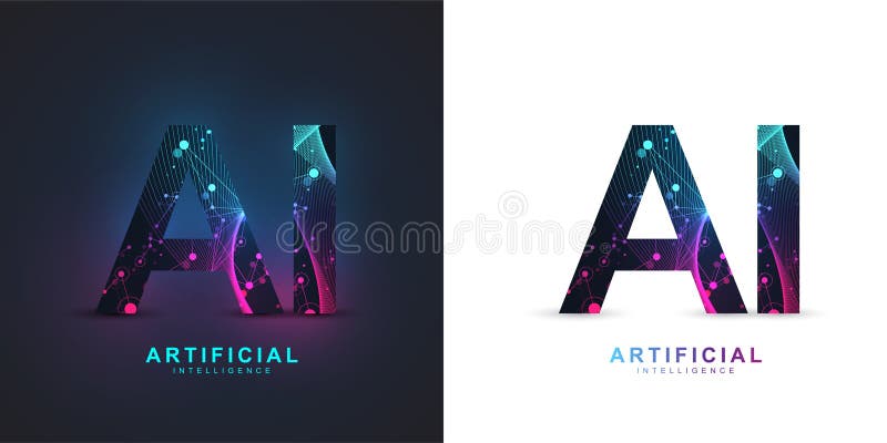 Artificial Intelligence Icon, Sign, Logo in the Circuit Line Style. AI ...