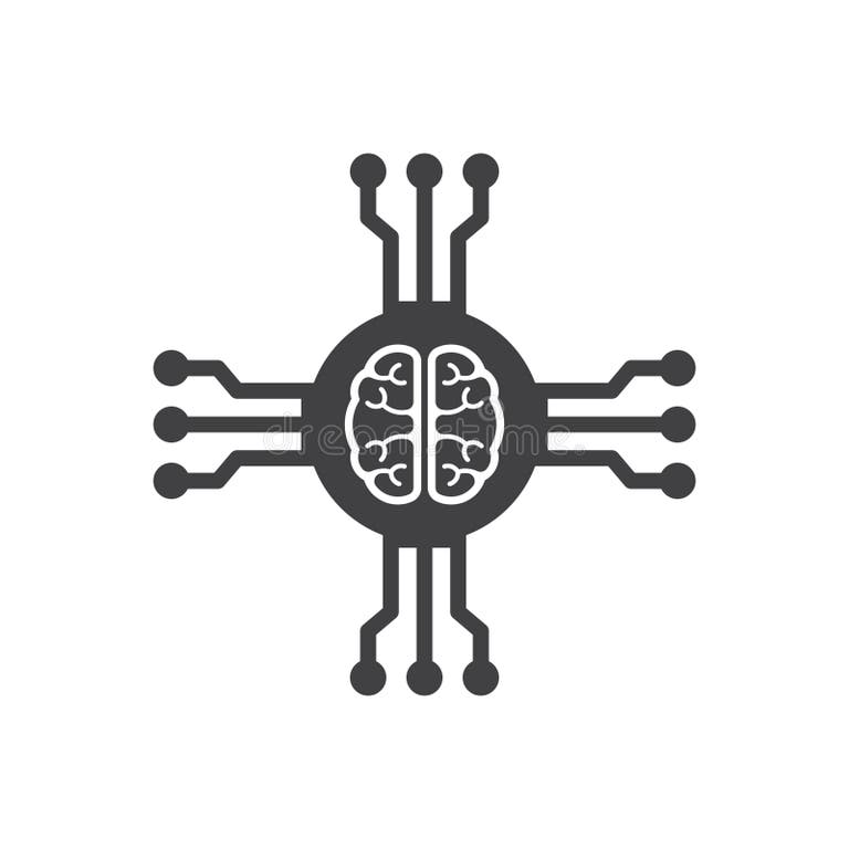 Artificial Intelligence Icon - Smart Brain Icon - Sign Symbol Vector ...