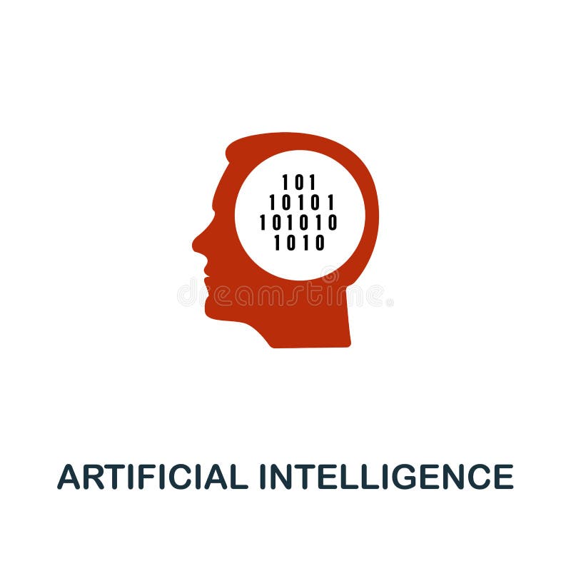 Artificial Intelligence Icon in Two Color Design. Red and Black Style ...