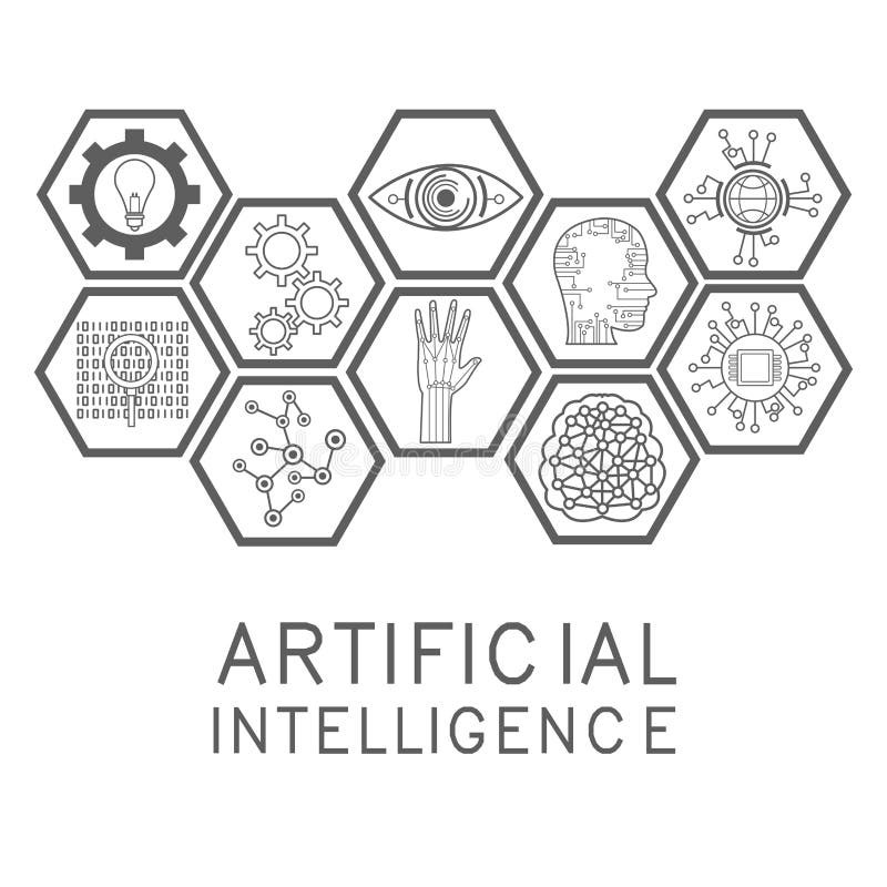 Artificial Intelligence Icons Stock Vector - Illustration of brain ...