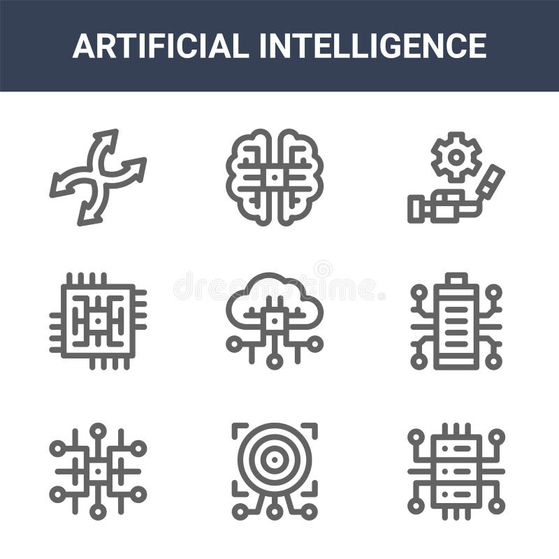 9 Artificial Intelligence Icons Pack. Trendy Artificial Intelligence ...