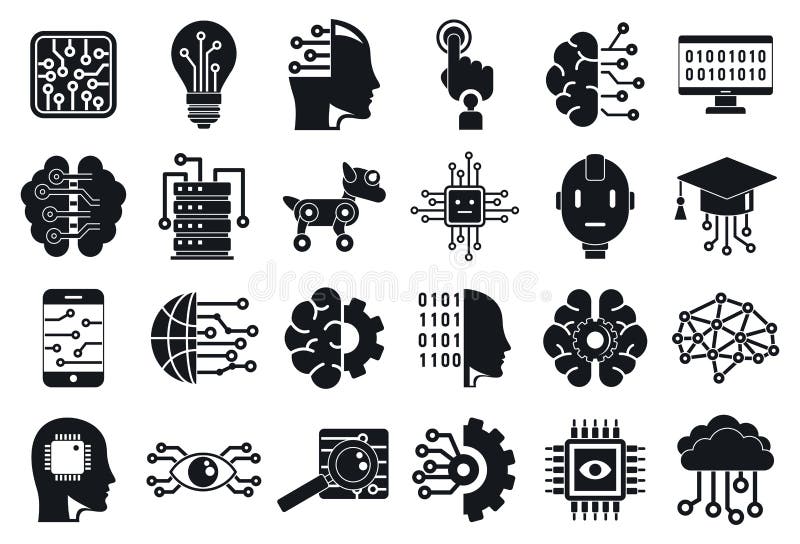 Artificial Intelligence Icons Set, Simple Style Stock Vector ...
