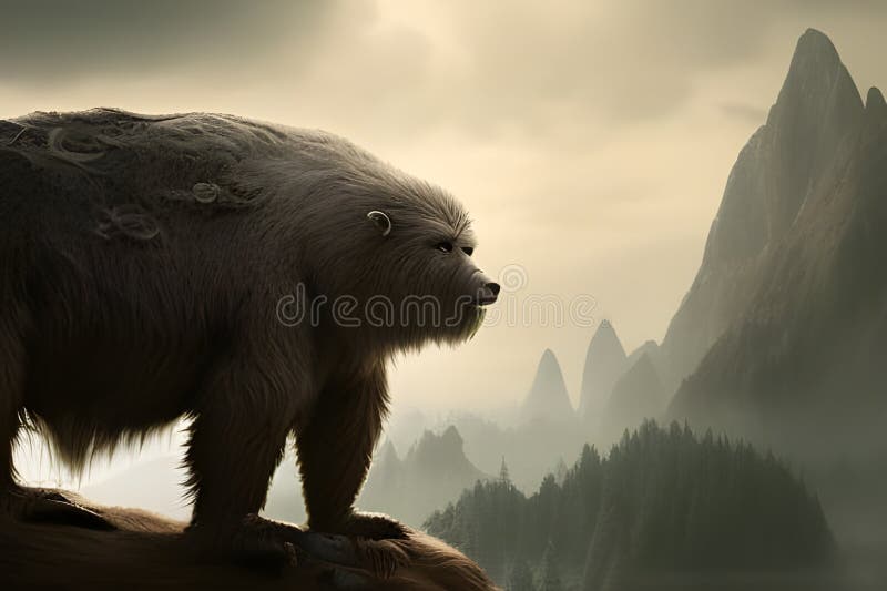 Bear in the mountains stock illustration. Illustration of darkness ...