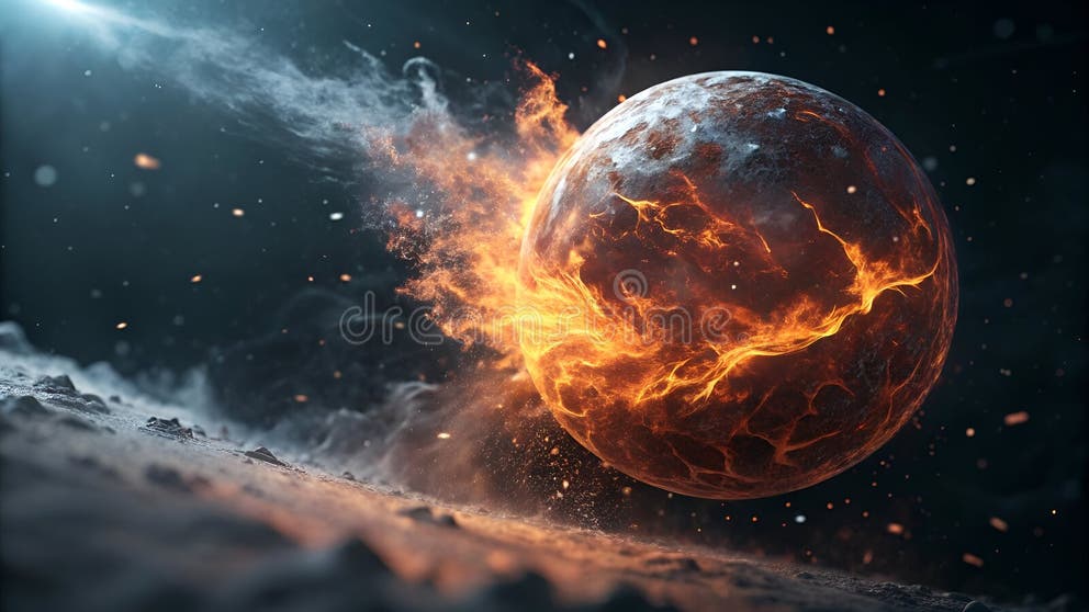 Artificial Intelligence Illustration. Fire Sphere. Fiery Ball Stock ...