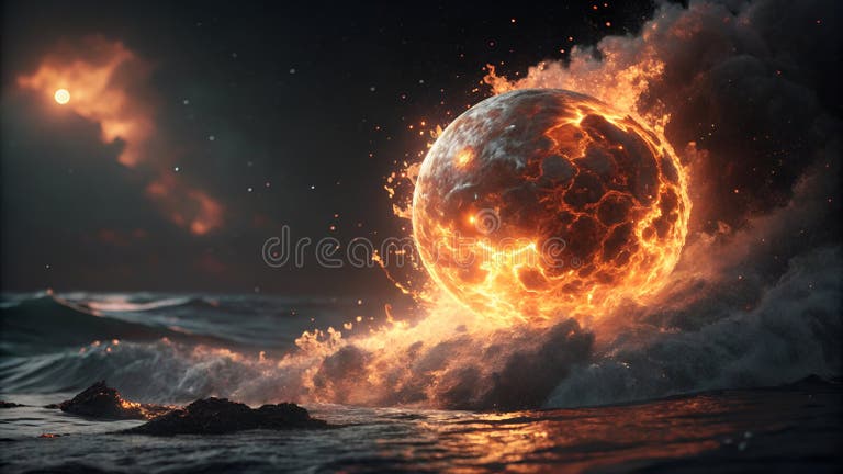 Artificial Intelligence Illustration. Fire Sphere. Fiery Ball Stock ...