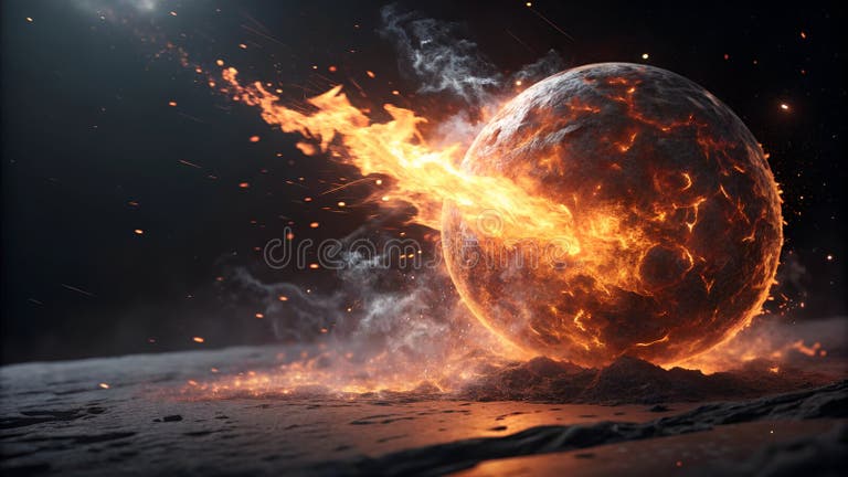 Artificial Intelligence Illustration. Fire Sphere. Fiery Ball Stock ...