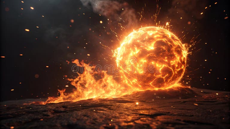 Artificial Intelligence Illustration. Fire Sphere. Fiery Ball Stock Illustration - Illustration ...