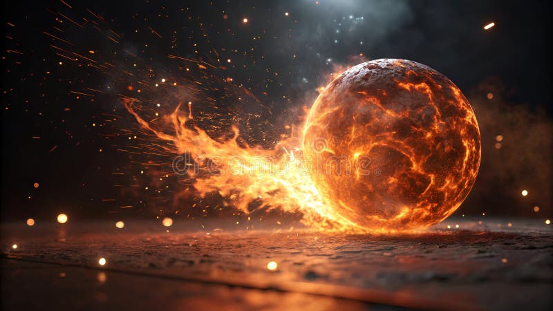 Artificial Intelligence Illustration. Fire Sphere. Fiery Ball Stock ...