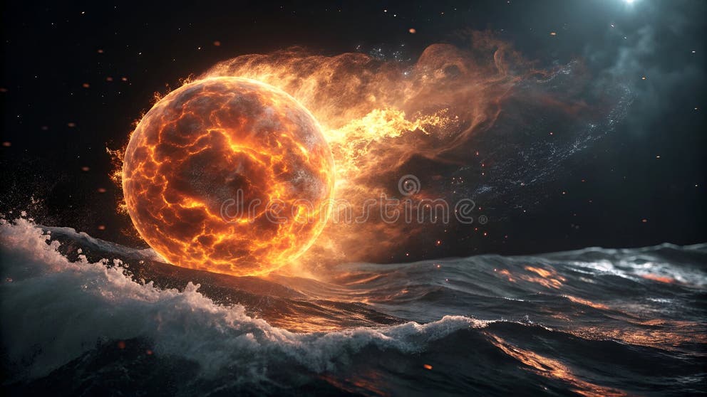 Artificial Intelligence Illustration. Fire Sphere. Fiery Ball Stock ...