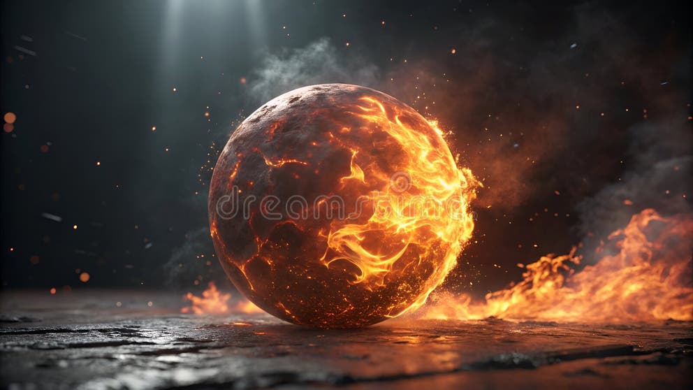 Artificial Intelligence Illustration. Fire Sphere. Fiery Ball Stock ...