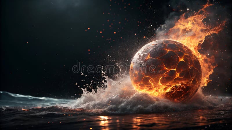 Artificial Intelligence Illustration. Fire Sphere. Fiery Ball Stock ...