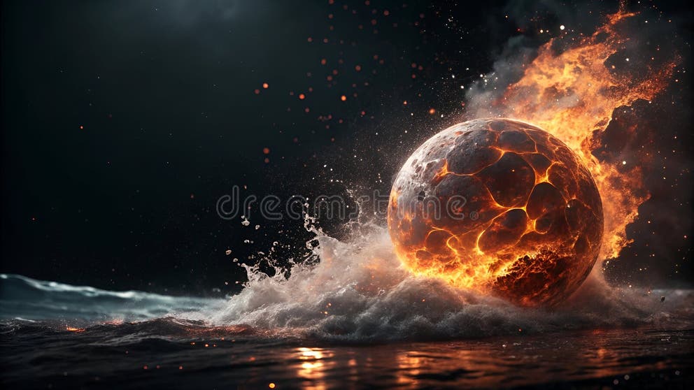 Artificial Intelligence Illustration. Fire Sphere. Fiery Ball Stock Illustration - Illustration ...