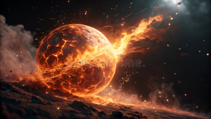 Artificial Intelligence Illustration. Fire Sphere. Fiery Ball Stock ...
