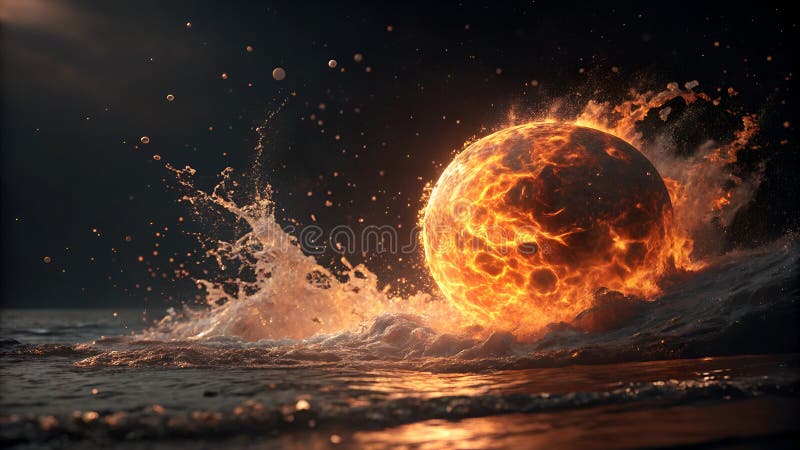 Artificial Intelligence Illustration. Fire Sphere. Fiery Ball Stock ...