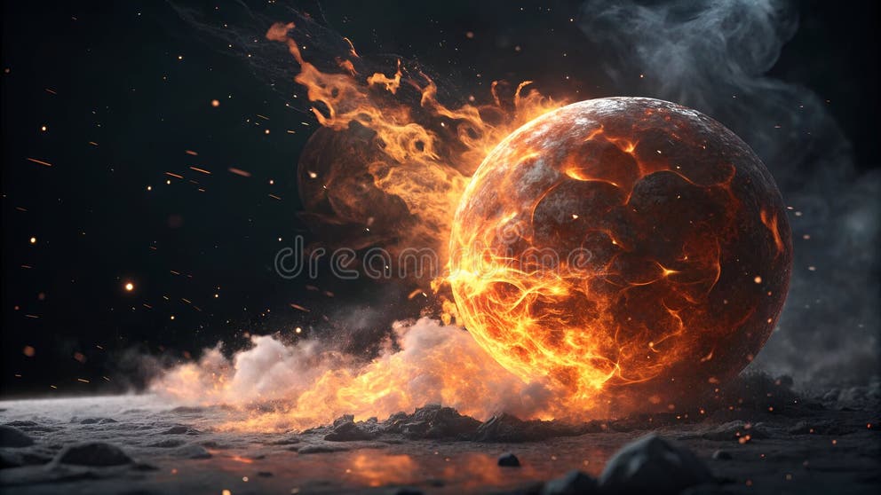 Artificial Intelligence Illustration. Fire Sphere. Fiery Ball Stock ...