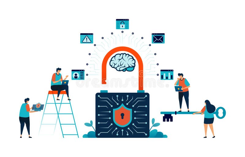 Artificial Intelligence Illustration of Security, Protection and ...