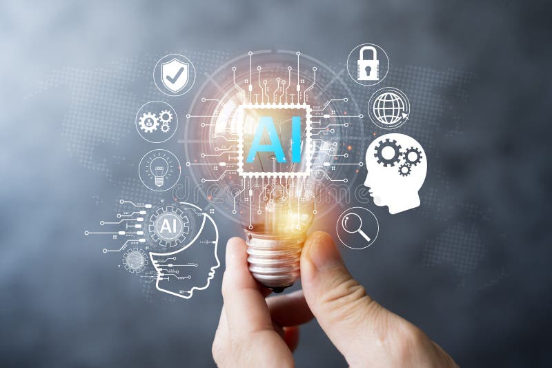 Artificial Intelligence Innovation Technology Concept with Glowing ...