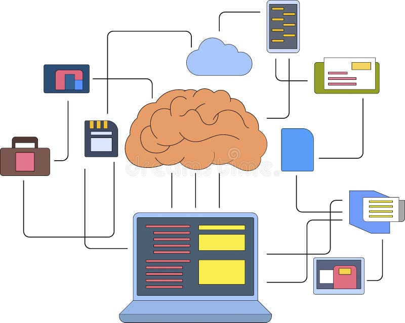 Artificial Intelligence Integration Diagram Connecting Brain To ...