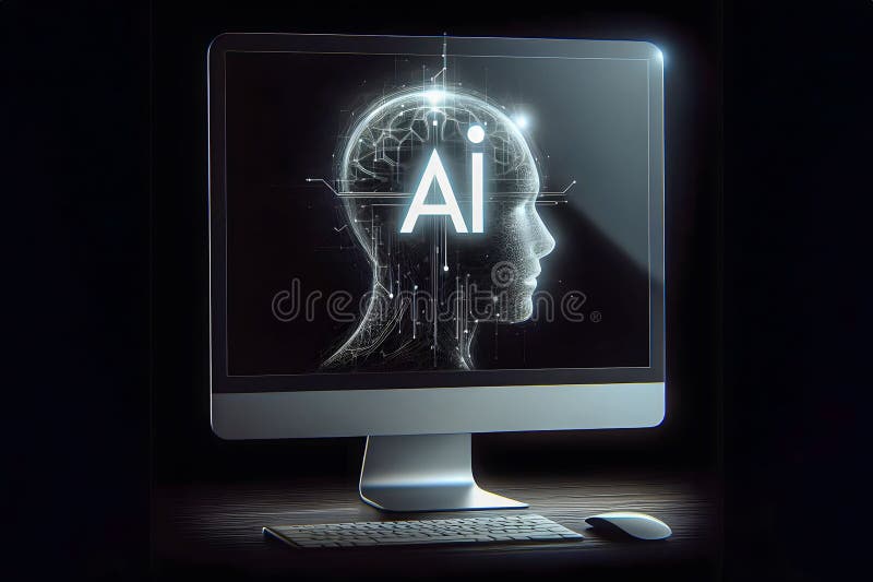 Artificial Intelligence Integration in Human Brain Displayed on Modern ...