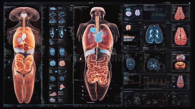 Artificial Intelligence Interface with 3D Organ Visualization Stock ...