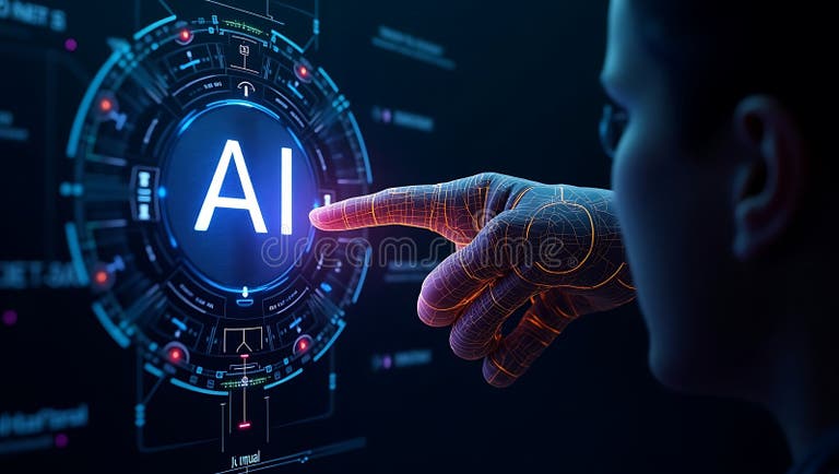 Artificial Intelligence Interface Human Interaction with AI Futuristic ...