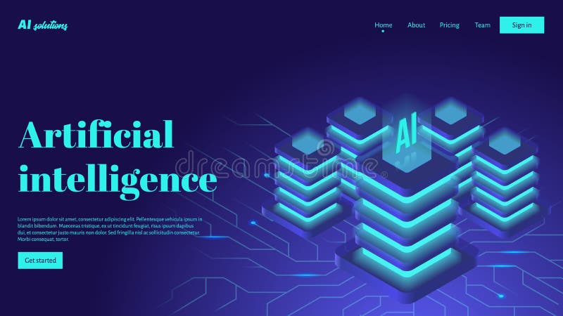 Artificial Intelligence Landing Page Header Concept with Computer ... Artificial Intelligence Landing Page Header Concept with Computer ...