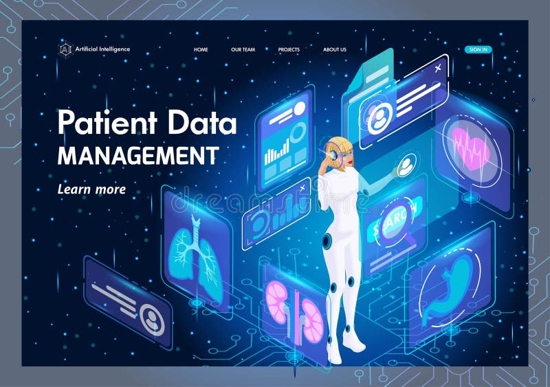 Artificial Intelligence Landing Page Isometric. Deep Machine Learning ...