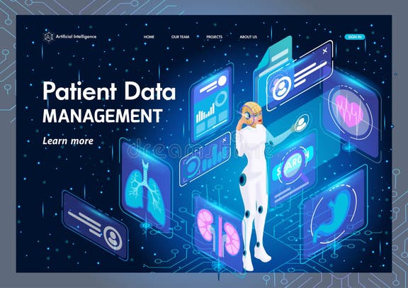 Artificial Intelligence Landing Page Isometric. Deep Machine Learning ...