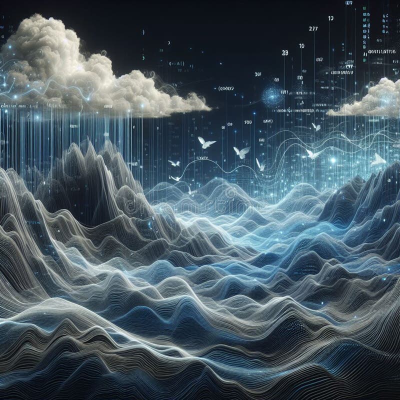 Artificial Intelligence Landscape. Wireframe Landscape Background Stock ...