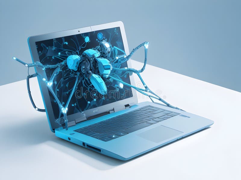 Artificial Intelligence 3d Laptop in Blue Background Stock Illustration ...