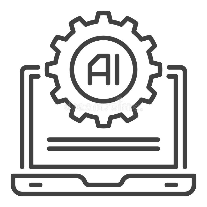 Artificial Intelligence Laptop with Gear Vector AI Settings Icon or ...