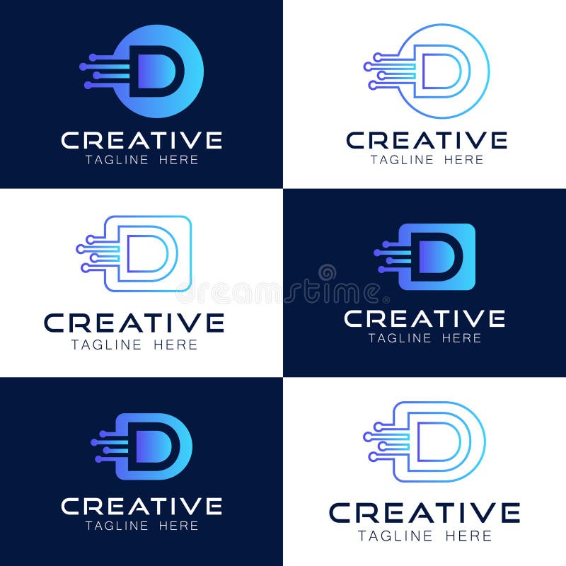 Artificial Intelligence with Letter D Network Technology Analysis Logo ...