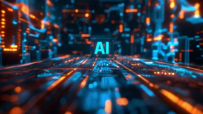 Artificial Intelligence. Letters AI Glowing in Blue and Orange Neon ... Artificial Intelligence. Letters AI Glowing in Blue and Orange Neon ...
