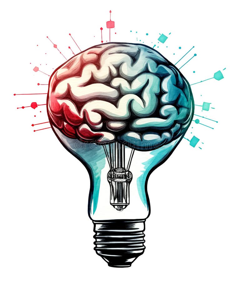 Artificial Intelligence Light Bulb Brain AI Concept Illustration, AI ... Artificial Intelligence Light Bulb Brain AI Concept Illustration, AI ...