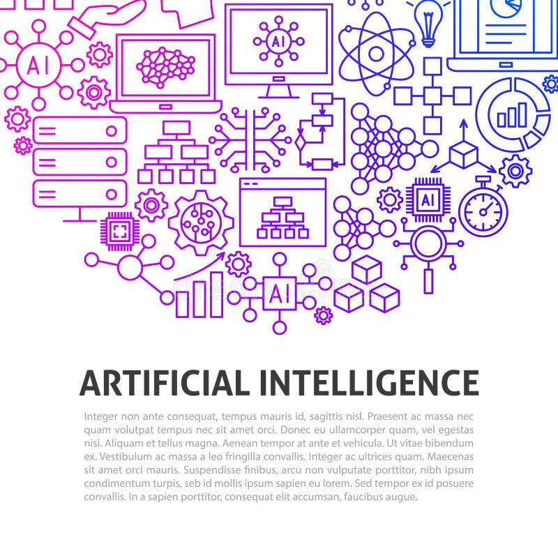 Artificial Intelligence Line Concept Stock Vector - Illustration of ...