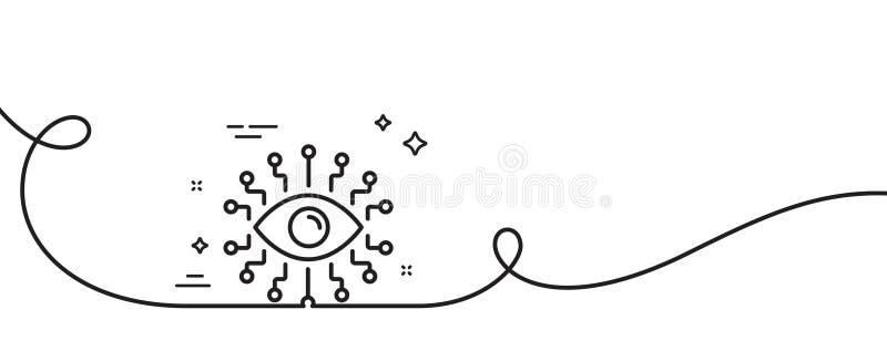 Artificial Intelligence Line Icon. All-seeing Eye Sign. Continuous Line ...