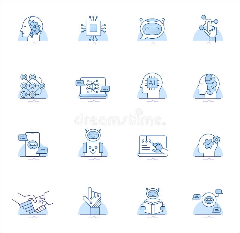 Artificial Intelligence Line Icons. AI Thin Line Icons. Robotics Vector ...