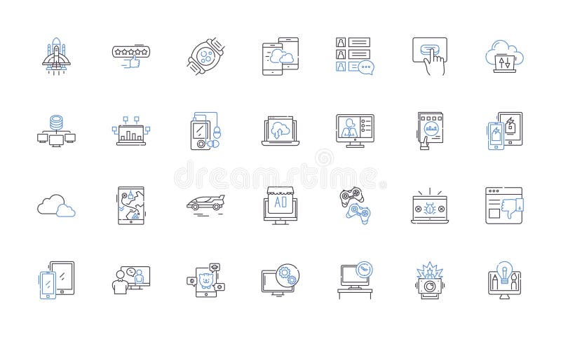 Artificial Intelligence Line Icons Collection Intelligence Automation Machine Algorithm