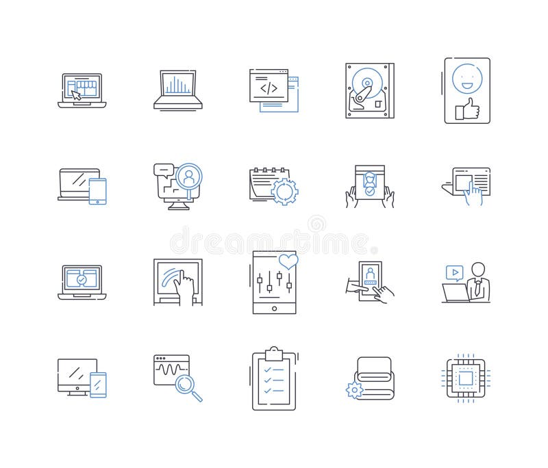 Artificial Intelligence Line Icons Collection Neural Machine Program Algorithm Automation