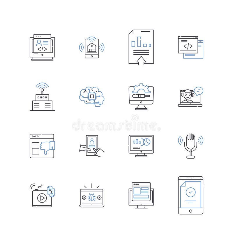 Artificial Intelligence Line Icons Collection Robotics Learning Automation Neural Algorithm