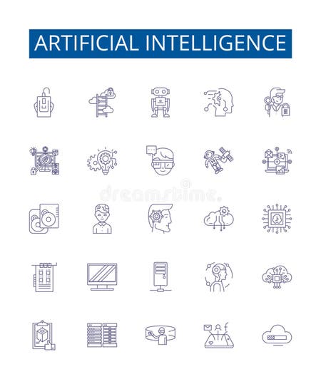 Artificial Intelligence Line Icons Signs Set. Design Collection of AI ...