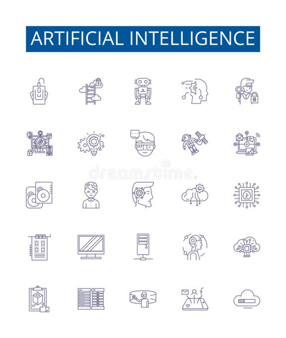 Artificial Intelligence Line Icons Signs Set. Design Collection of AI ...