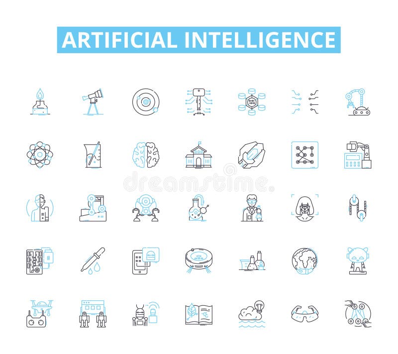 Artificial Intelligence Linear Icons Set Algorithms Automation Big Data Chatbots Cognitive