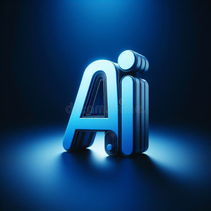 Artificial Intelligence Logo on Dark Blue Background. AI Generated ...